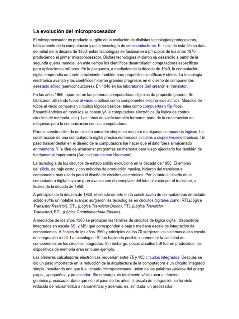 La Evolución Del Microprocesador y Microcontrolador | PDF ...