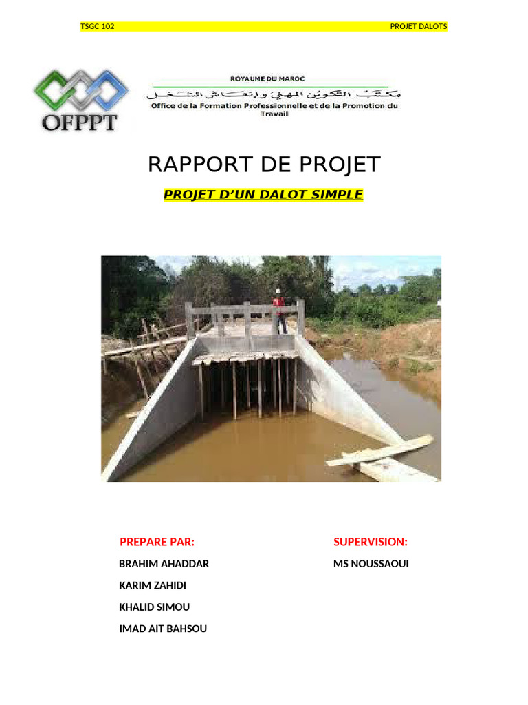 Rapport sur le Projet de Dalot Simple | PDF | Sécurité | Gestion des ...
