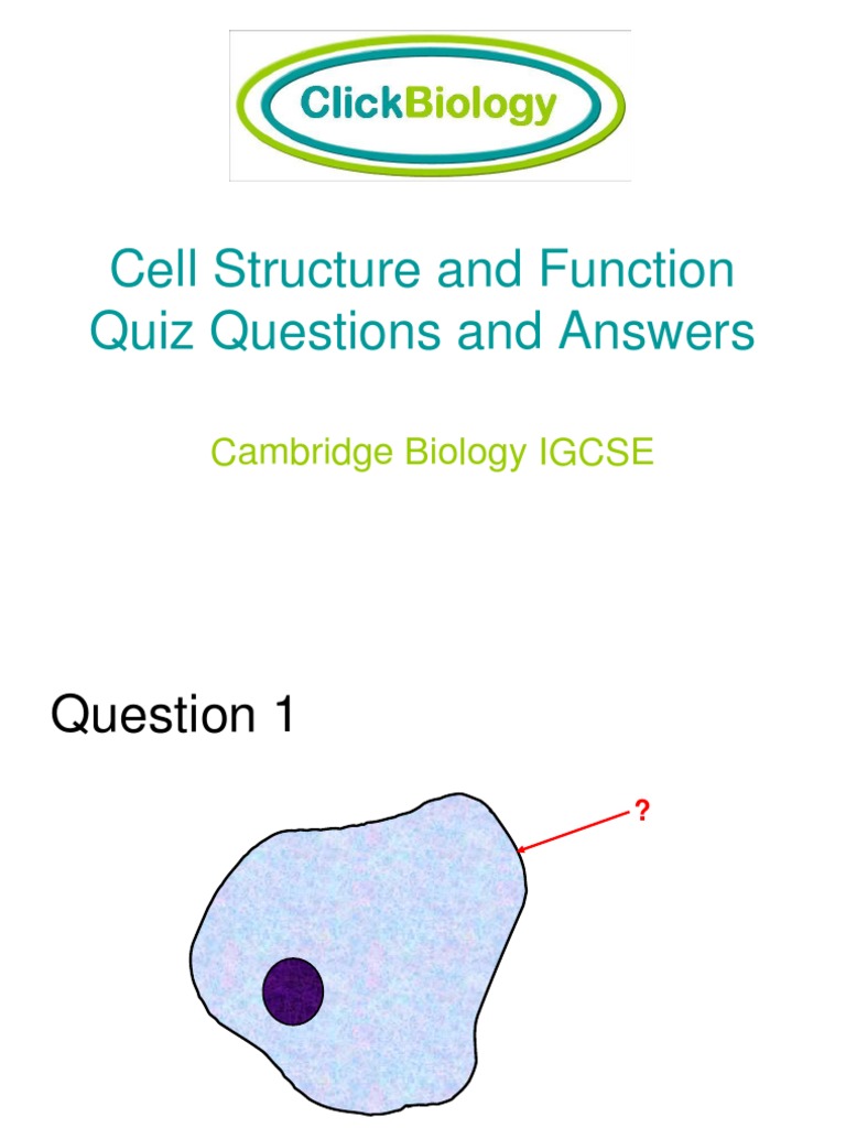 Cell Structure and Function Quiz Questions and Answers | PDF ...