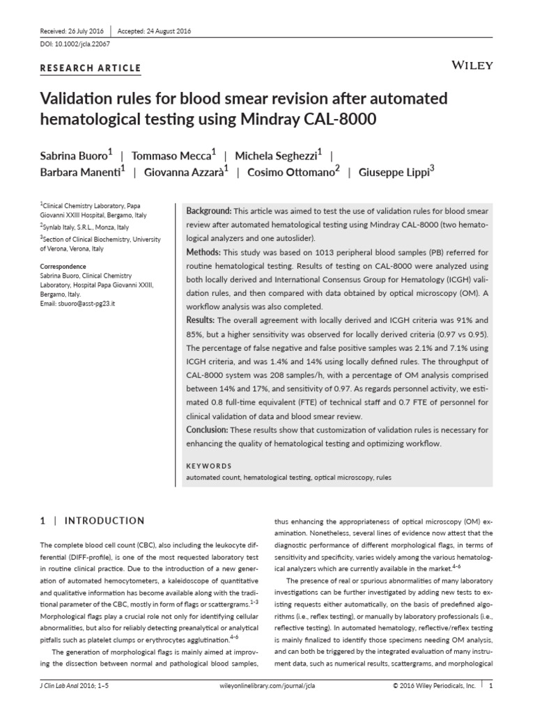 Blood Smear Validation Rules Study | PDF | Body Fluids | Blood