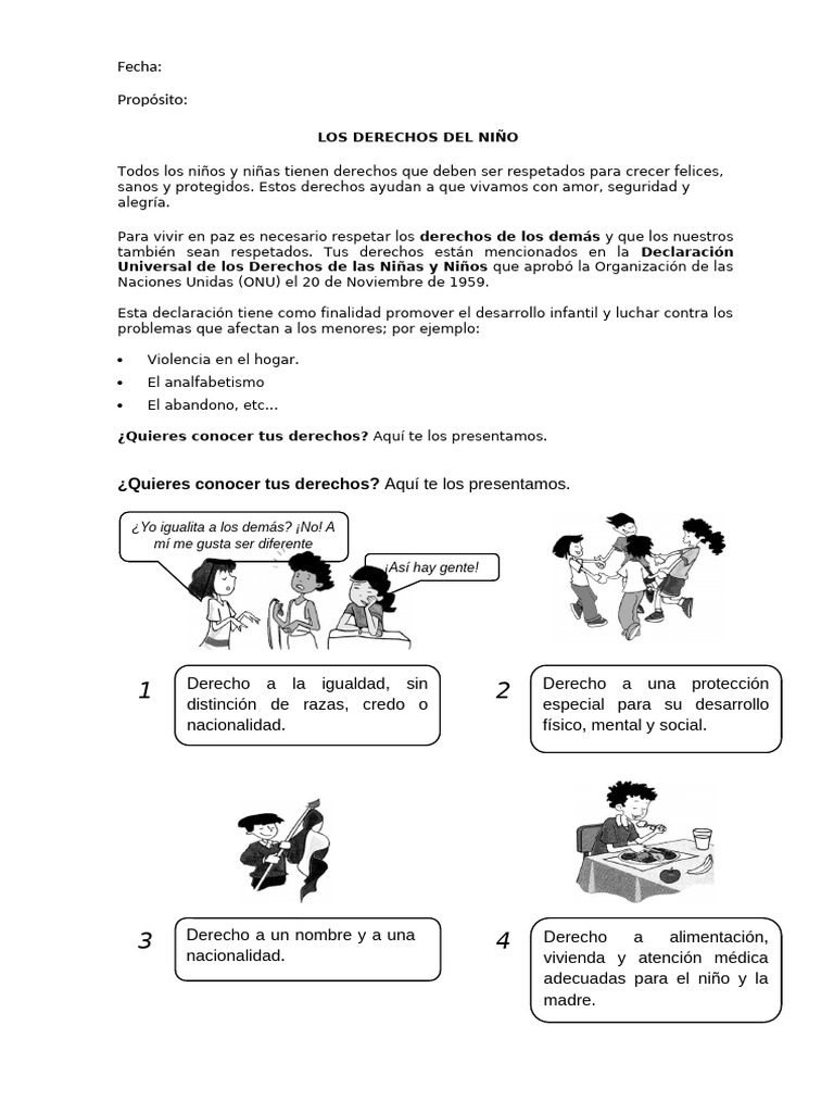 Derechos del Niño para Colorear | PDF | Derechos de los niños ...