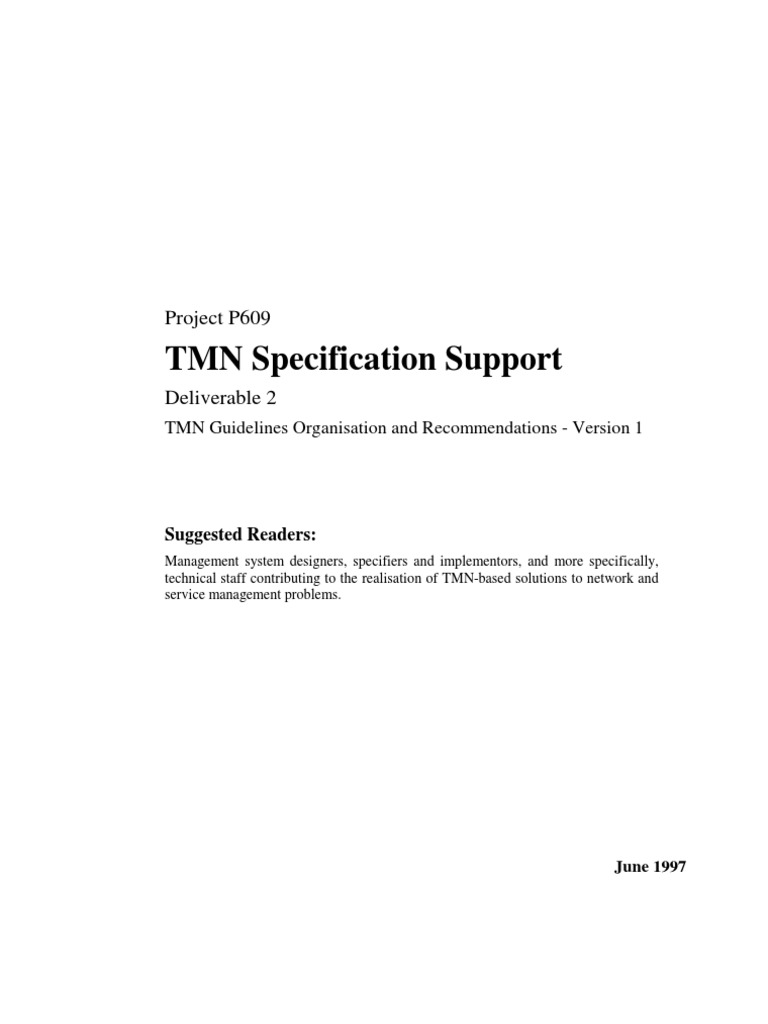 TMN Specification Support: Project P609 | PDF | Object (Computer ...