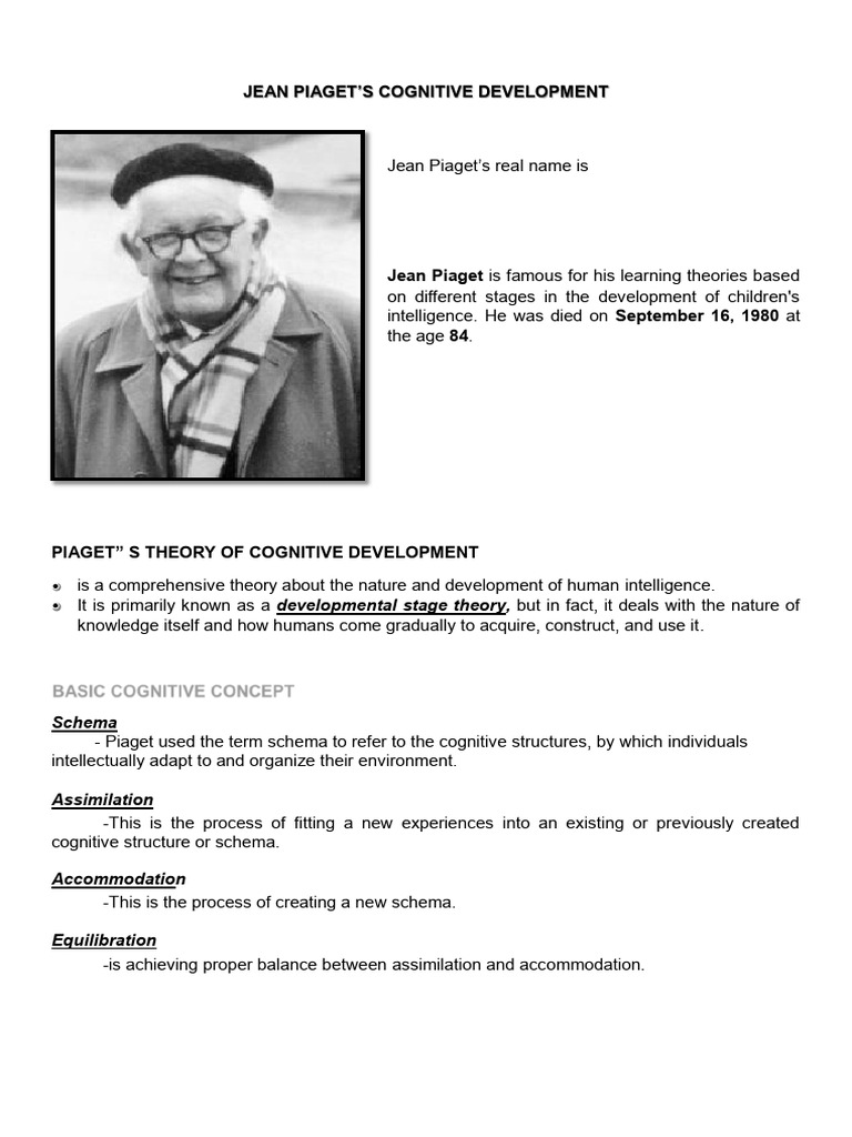 Piaget's Stages of Cognitive Development | PDF | Cognitive Development ...