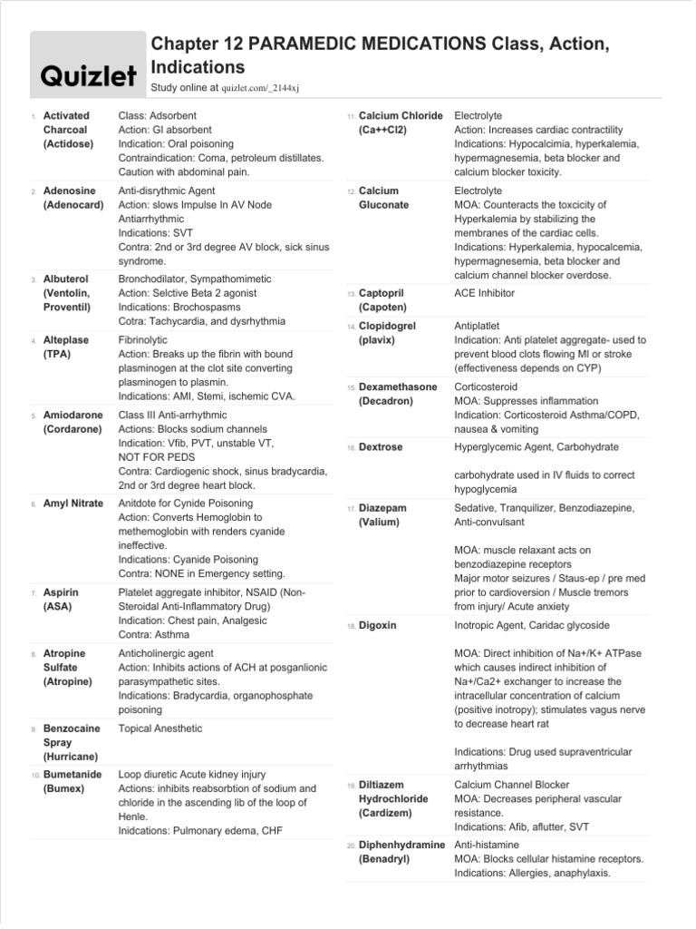Paramedic Chapter 12 Medications | PDF | Analgesic | Opioid