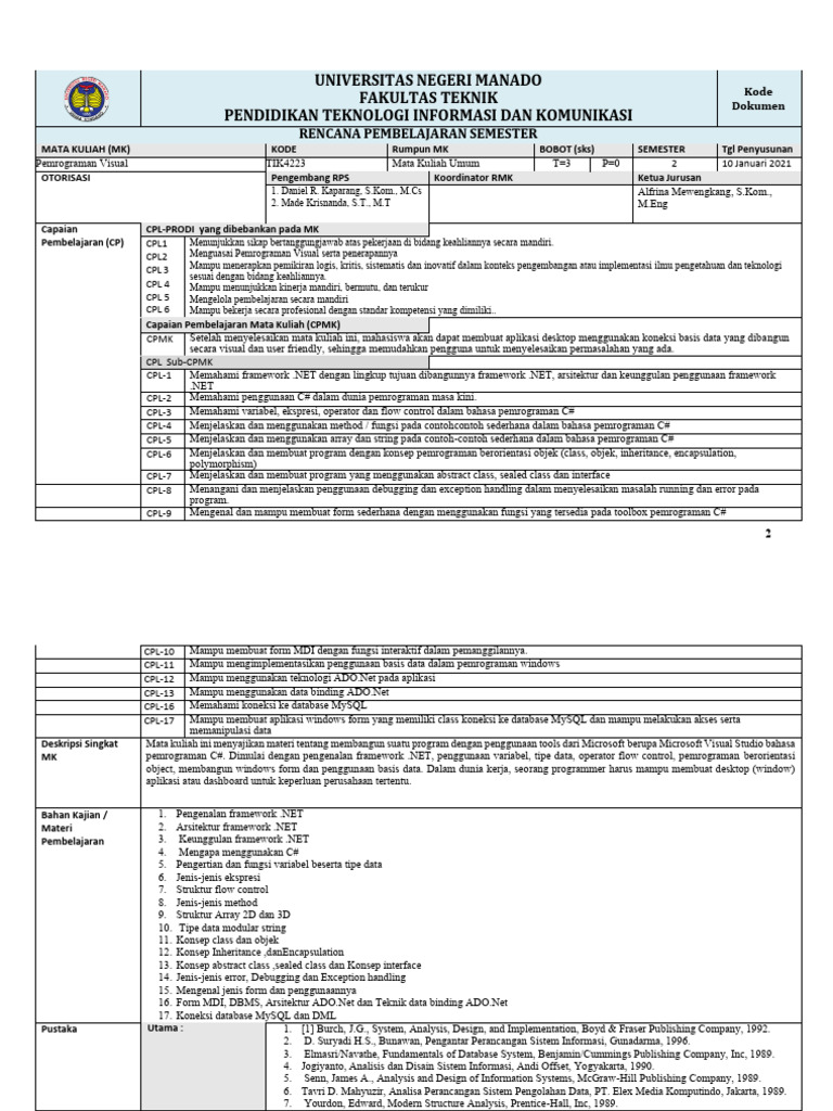 TIK4223 Pemrograman Visual | PDF