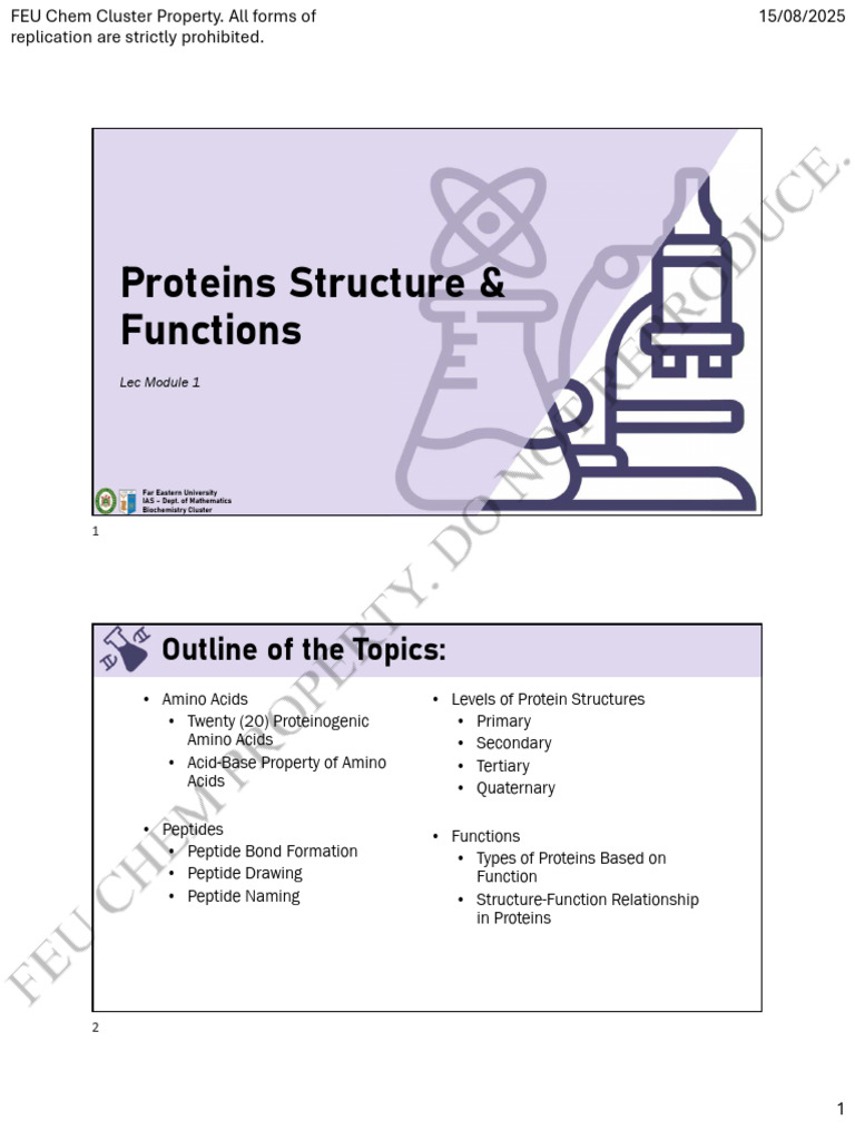 01 Protein Structure and Function | PDF | Amino Acid | Alpha Helix