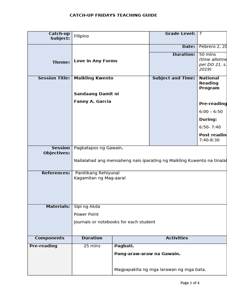 Catch - Up Week 1 | PDF