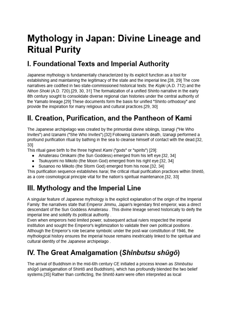 Mythology in Japan - Divine Lineage and Ritual Puri... | PDF | Shinto ...