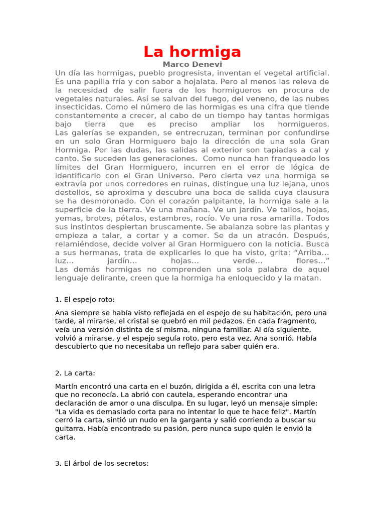 La Hormiga de Marco Denevi | PDF | Hormiga | Sirena