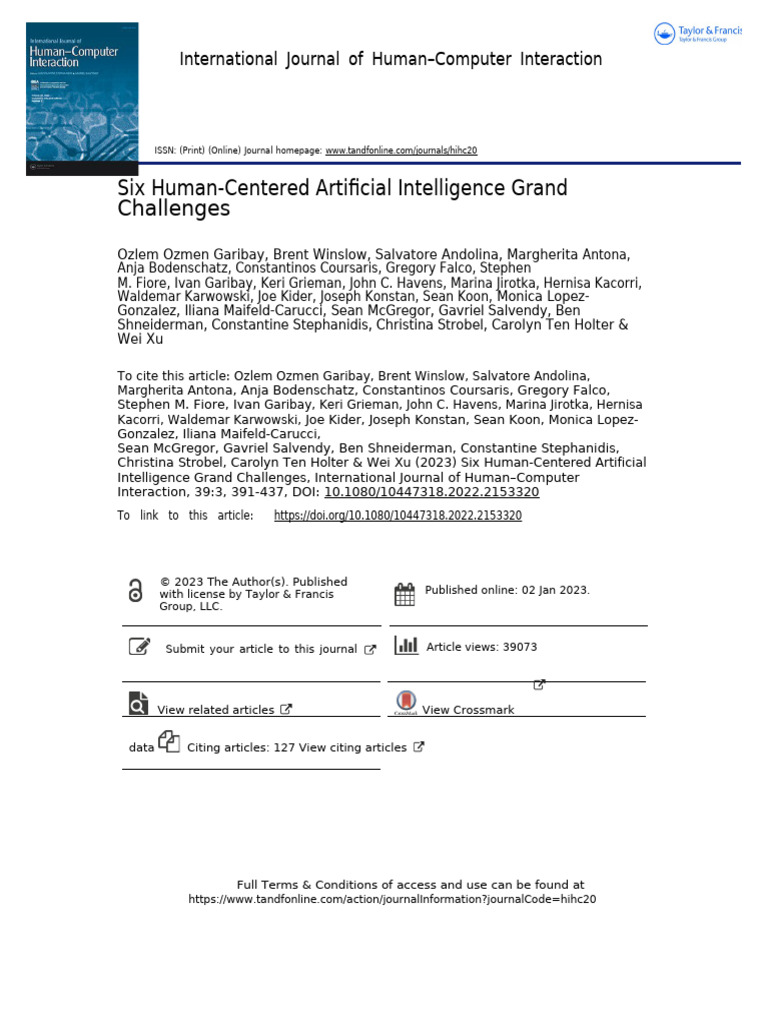 Six Human-Centered Artificial Intelligence Grand Challenges | PDF | Artificial Intelligence ...