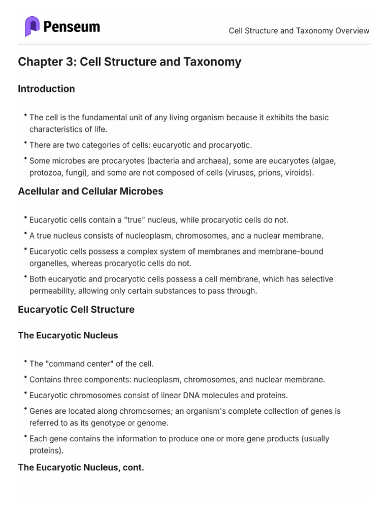 Cell Structure and Taxonomy Overview | PDF