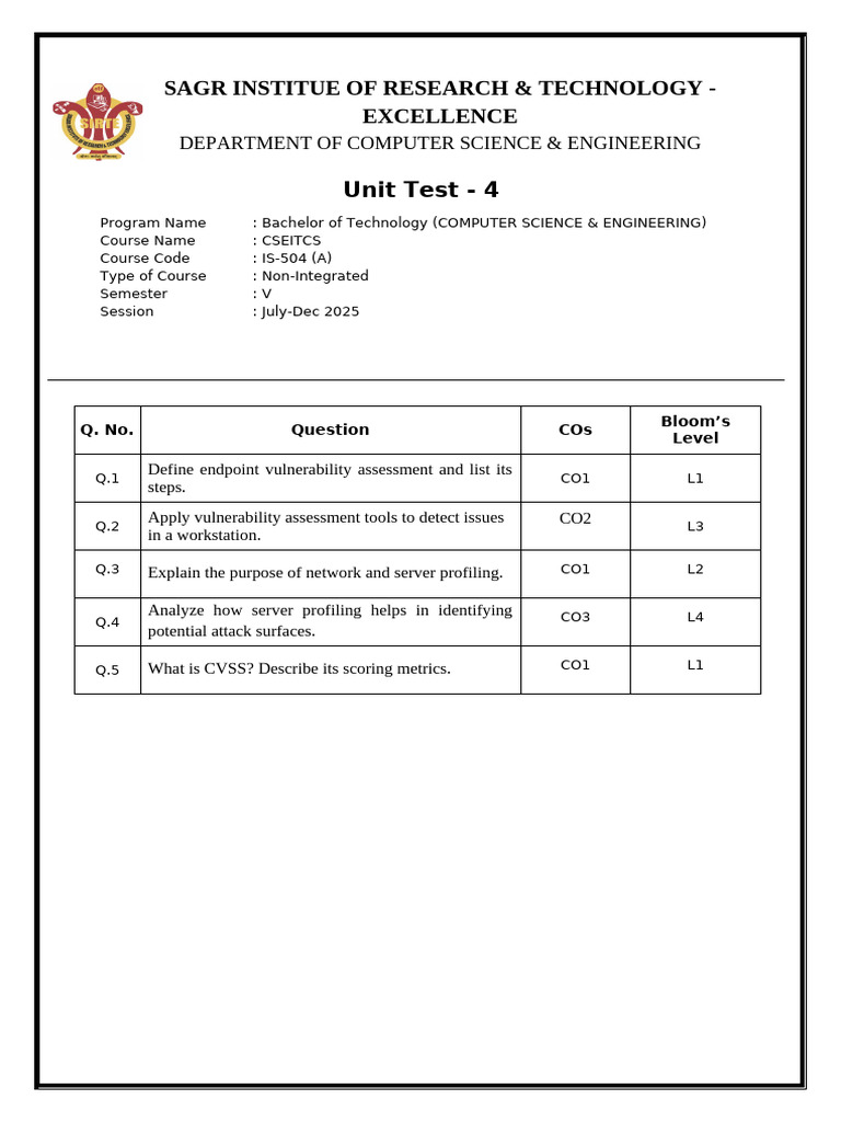 Unit Test - 4 | PDF