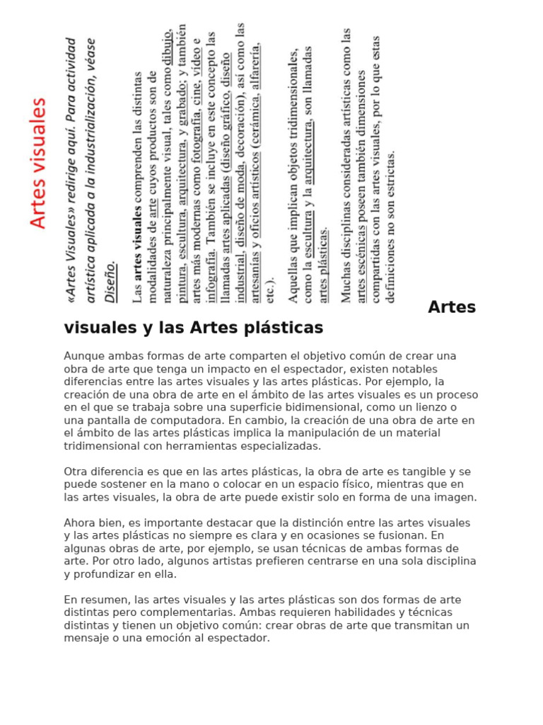 Artes Visuales y Las Artes Plásticas | PDF