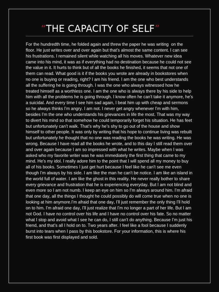 The Capacity of Self Short Story | PDF