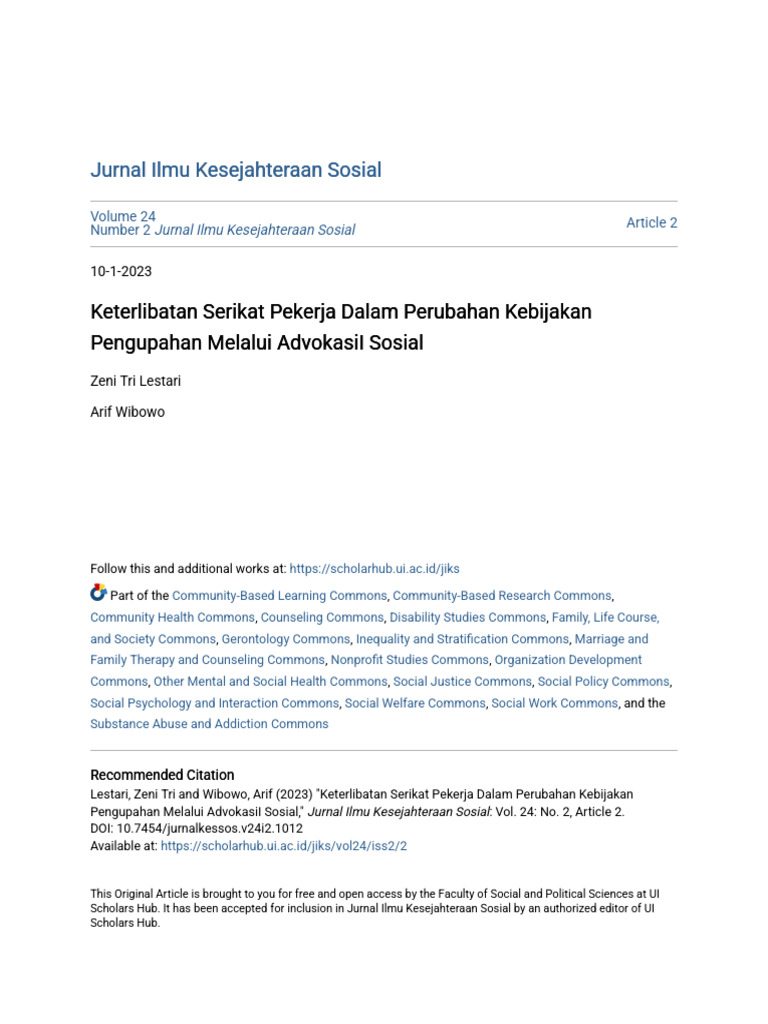 Keterlibatan Serikat Pekerja Dalam Perubahan Kebijakan Pengupahan | PDF