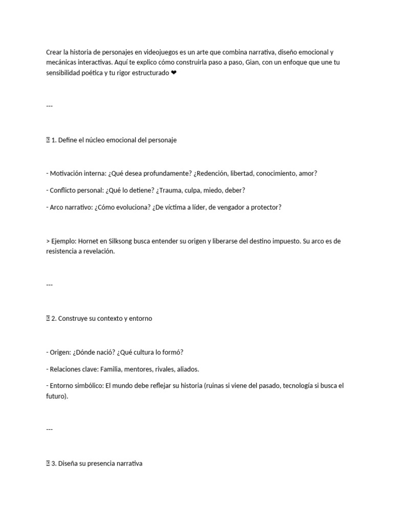 Historia Del Personaje | PDF