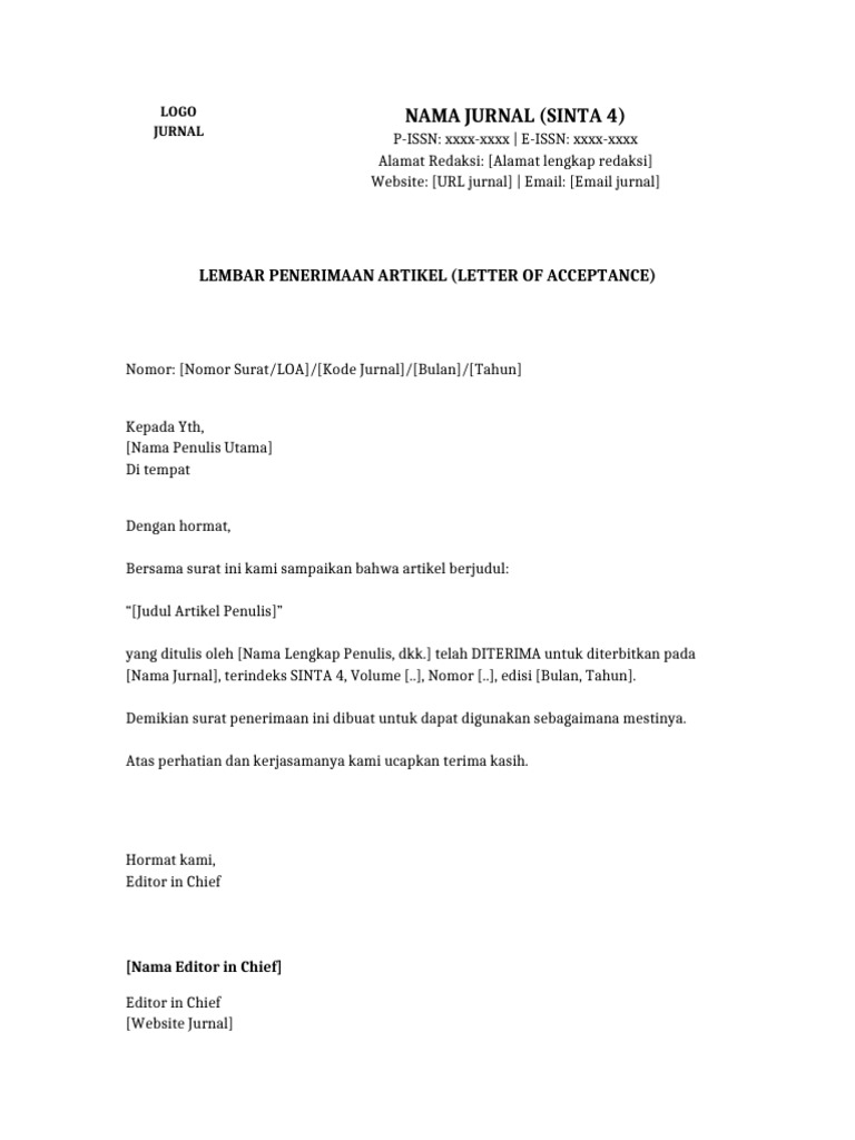 LOA Template Sinta4 | PDF