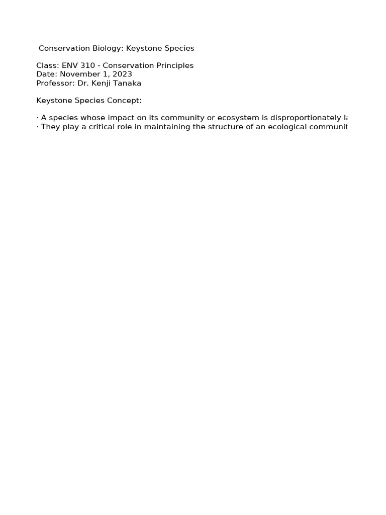 Understanding Keystone Species in Ecology | PDF