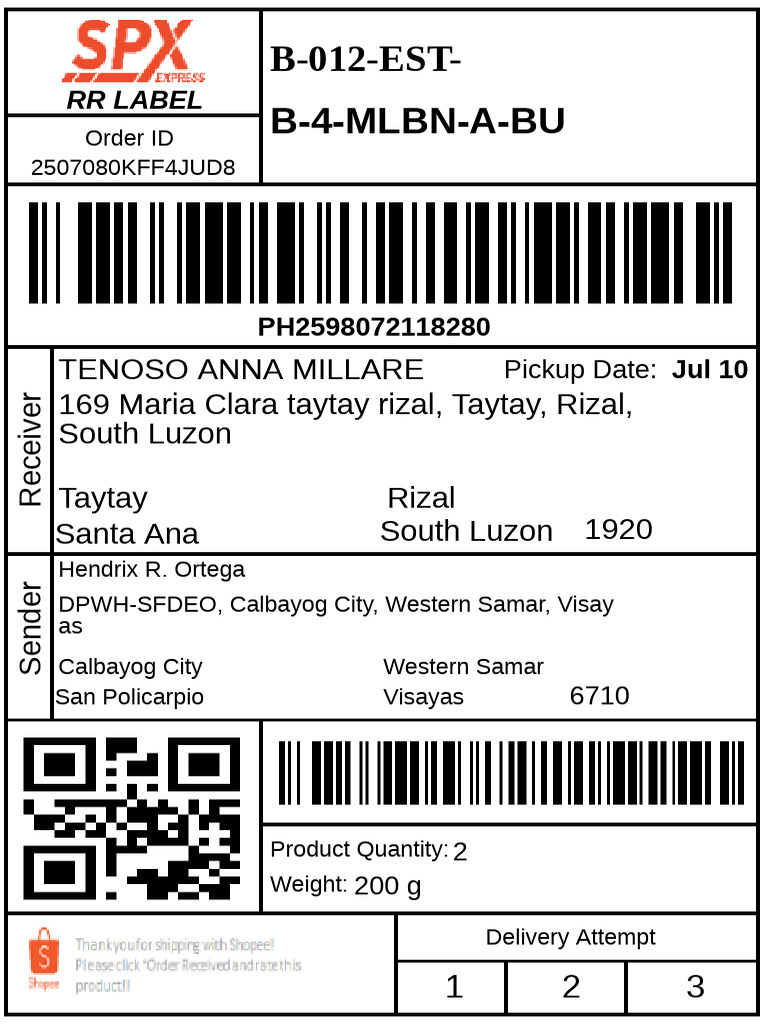 Shipping Label 2507080kff4jud8 | PDF