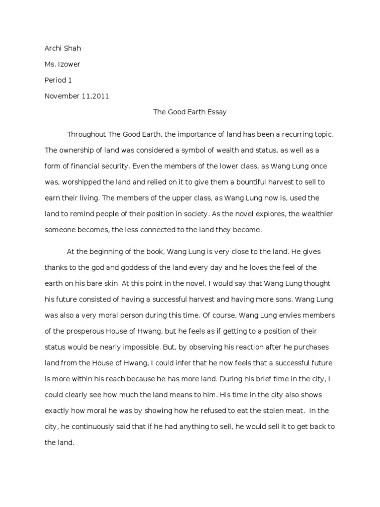 The Significance of Land in The Good Earth | PDF | Poetry