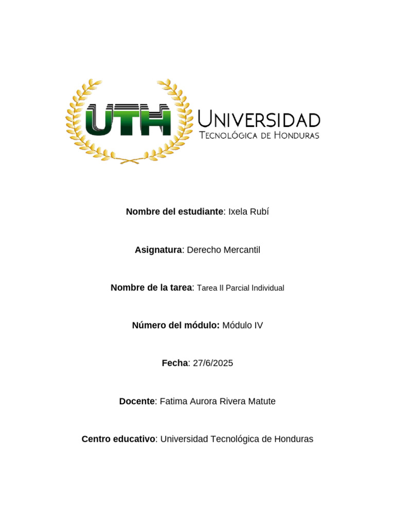 Tarea II Parcial Individual UTH | PDF | Contabilidad | Protección al Consumidor