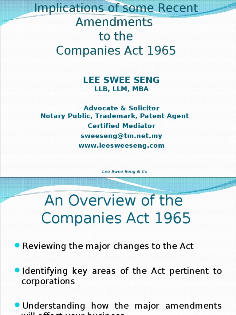 Amendments Toc A 1965 | PDF | Board Of Directors | Judgment (Law)