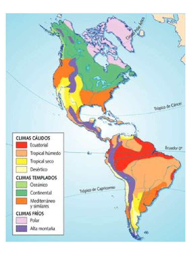 El Clima Del Continente Americano Es Muy Variado Debido A Su Gran Extensión de Norte A Sur y A ...