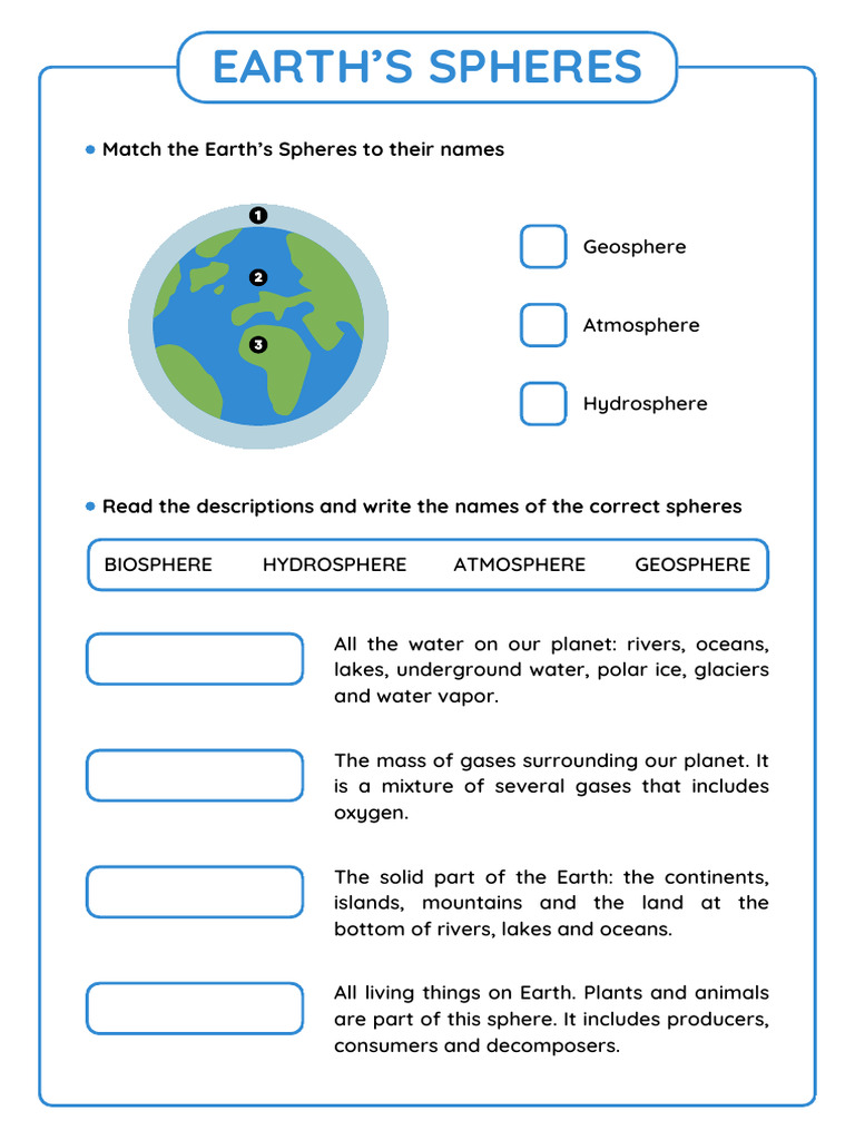 Earth's Spheres Science Worksheet in Colorful Simple Style - 20250910 ...