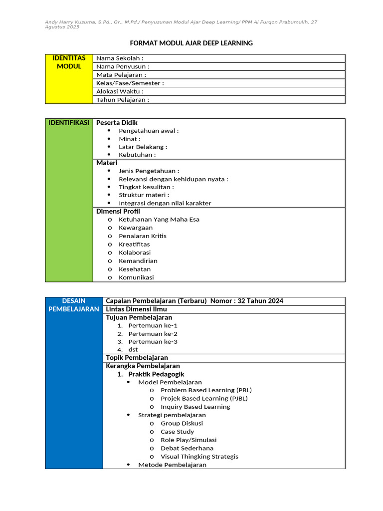 Format Modul Ajar Deep Learning | PDF
