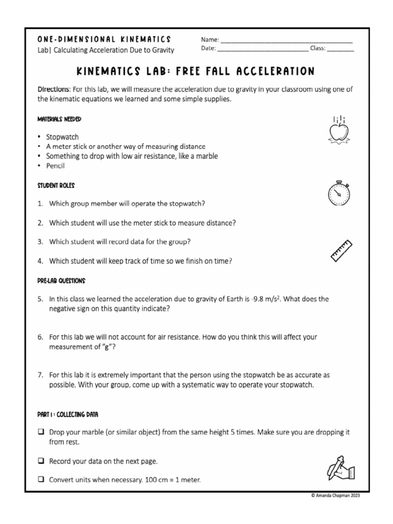 SPH3 U9 Free Fall Lab | PDF