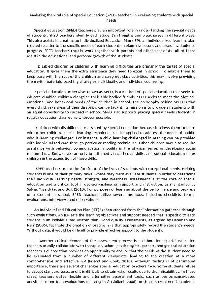Analyzing The Vital Role of Special Education | PDF | Special Education ...