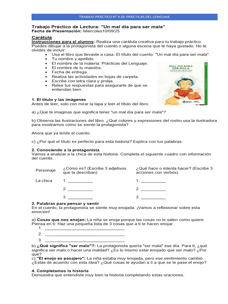 Actividades sobre "Un mal día para ser mala" | PDF