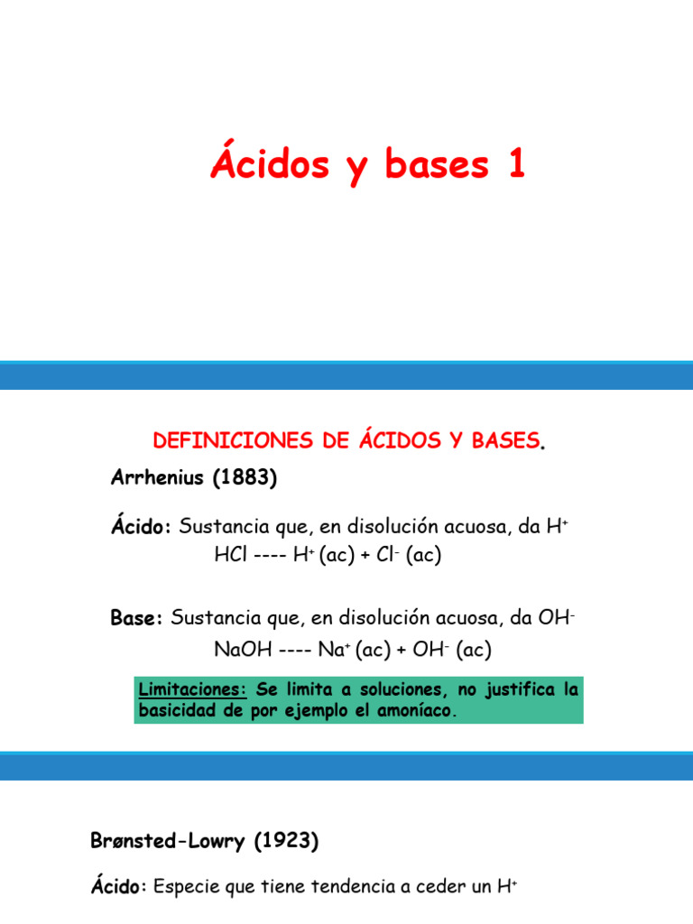 Definiciones y Fuerzas de Ácidos y Bases | PDF | Ácido | Constante de ...