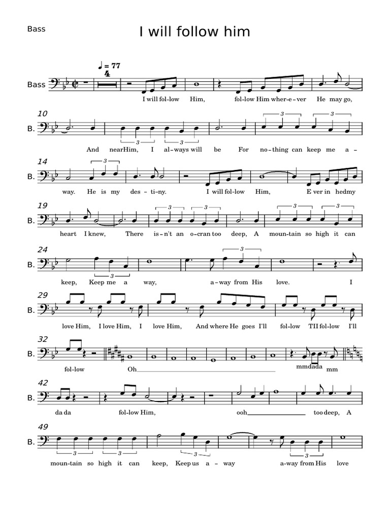I Will Follow Him - Bass Sheet Music | PDF