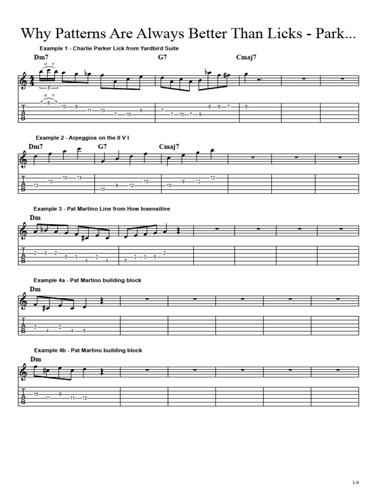 Why Patterns Are Always Better Than Licks Parkers Strategy | PDF | Jazz