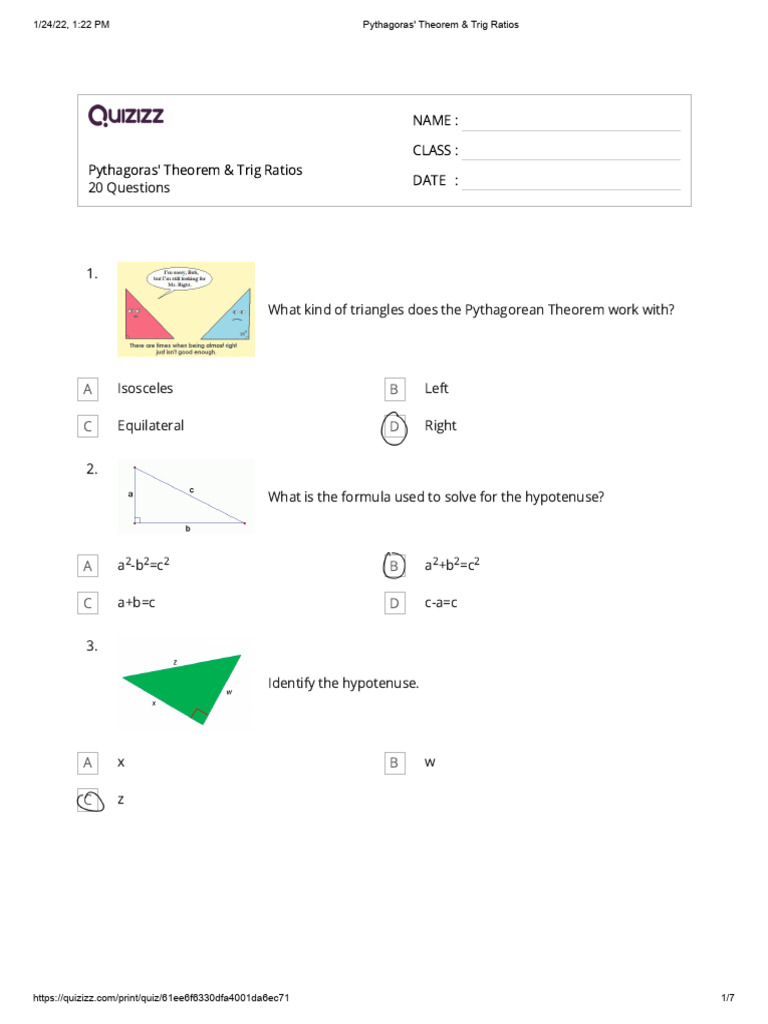 Pythagoras' Theorem & Trig Ratios | PDF | Trigonometry | Trigonometric Functions