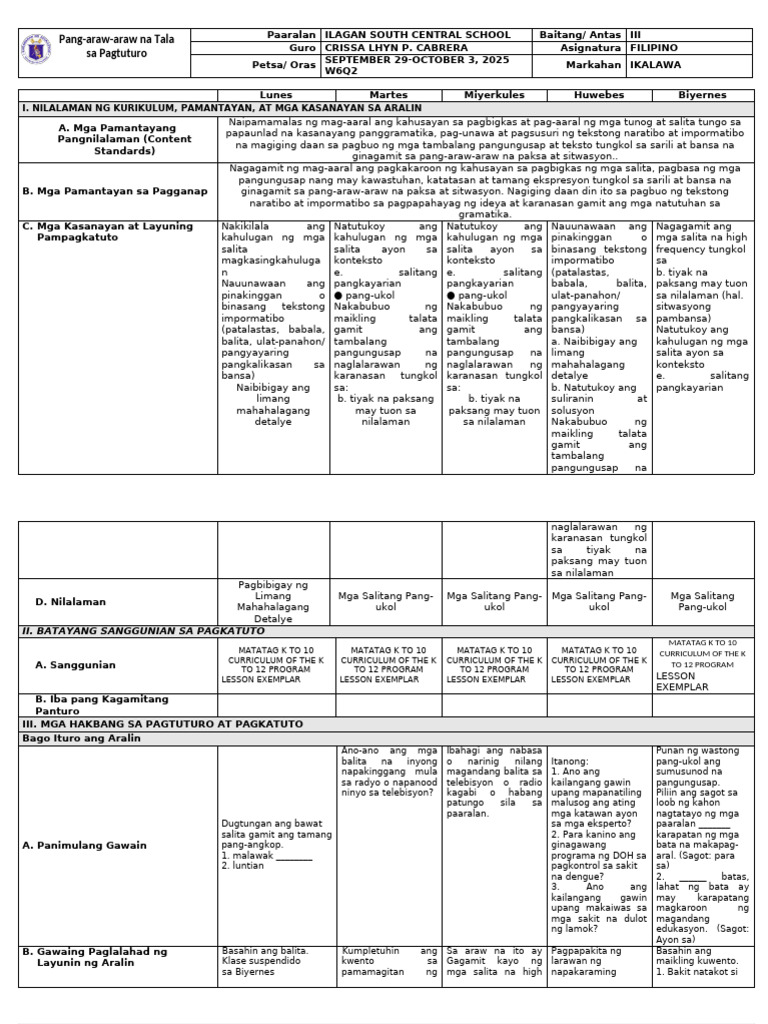 Newformat FILIPINO3 WEEK6 | PDF