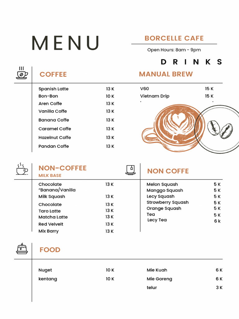 White and White Minimalist Coffee Cafe Menu | PDF