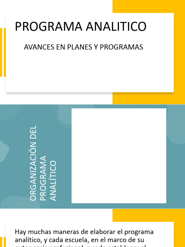 Programa Analitico - Avances en Planes y Programas | PDF | Plan de ...