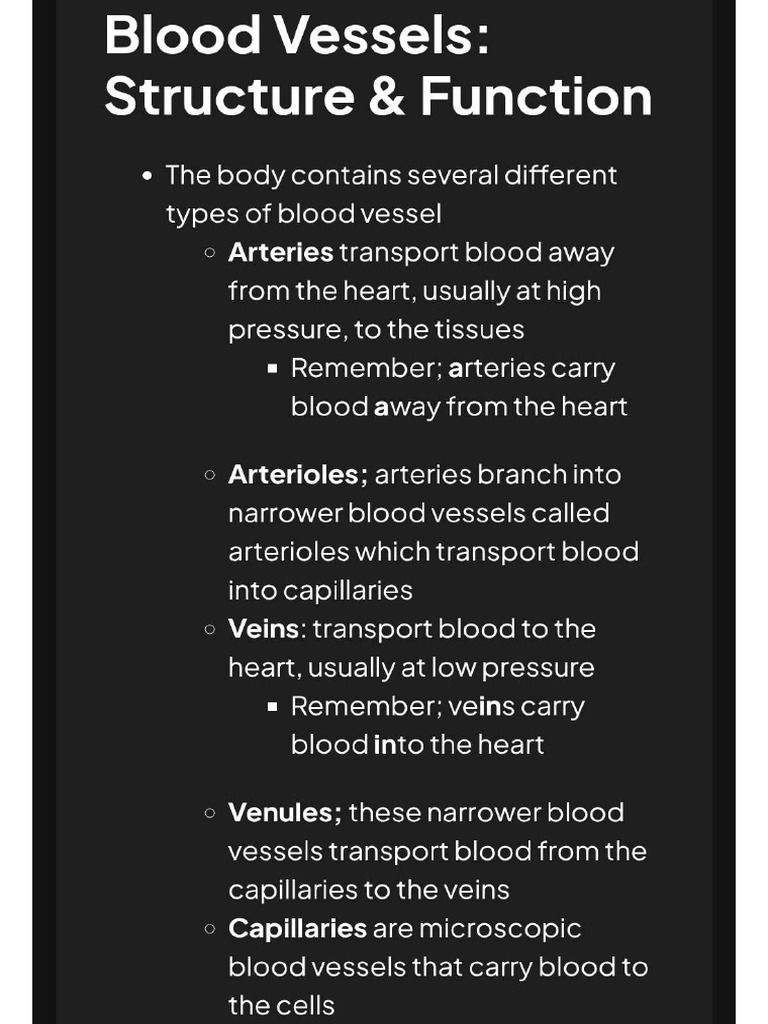 Blood Vessels, Structure and Function | PDF