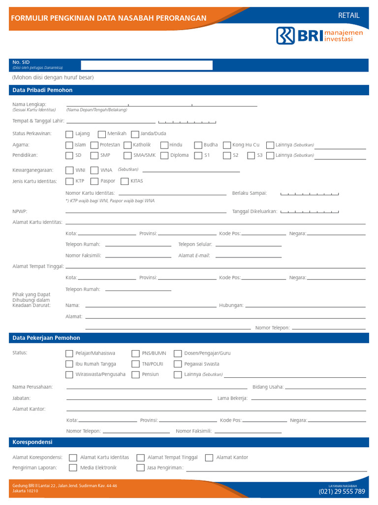 Asset Form Pengkinian Data Bri Mi - Perorangan | PDF