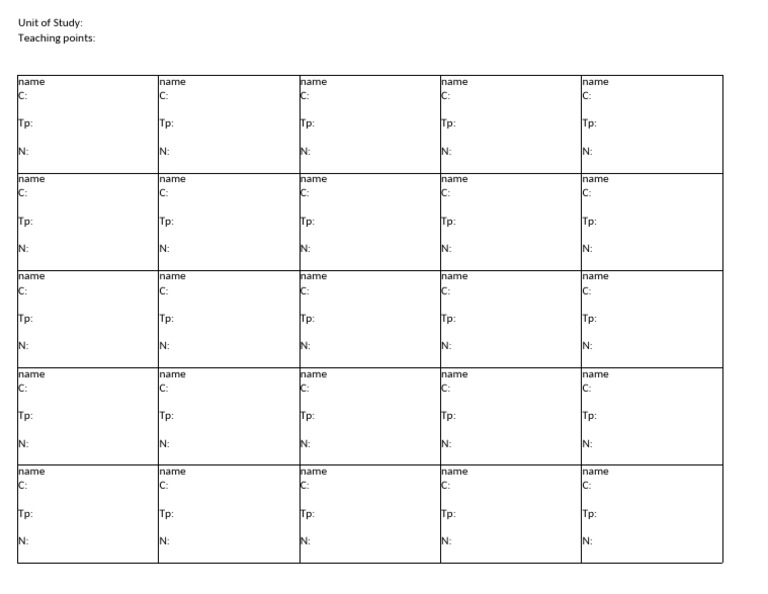Conferring Whole Class Grid-Teacher's College | PDF