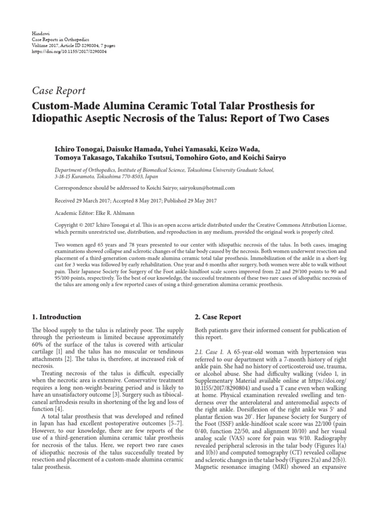 Alumina Ceramic Talar Prosthesis Cases | PDF | Ankle | Dental Implant