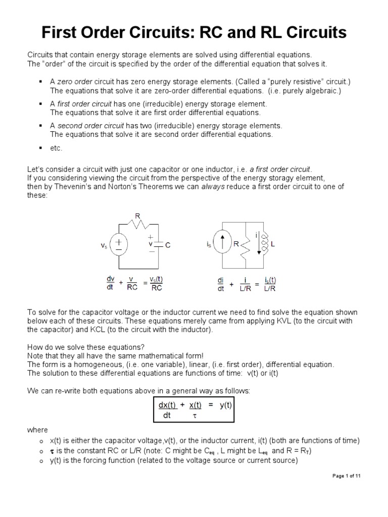 Chap 8 First Order Circuits | PDF | Electrical Network | Equations