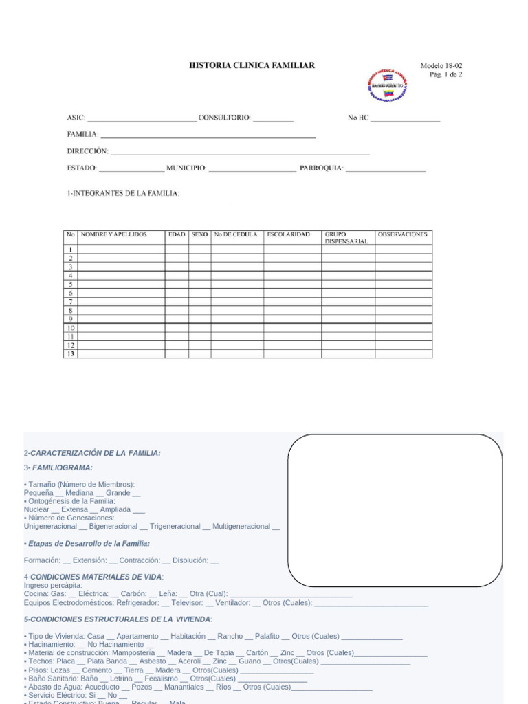 Historia Clinica Familiar CENSO Formato | PDF