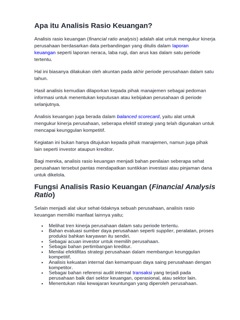 Panduan Lengkap Analisis Rasio Keuangan | PDF