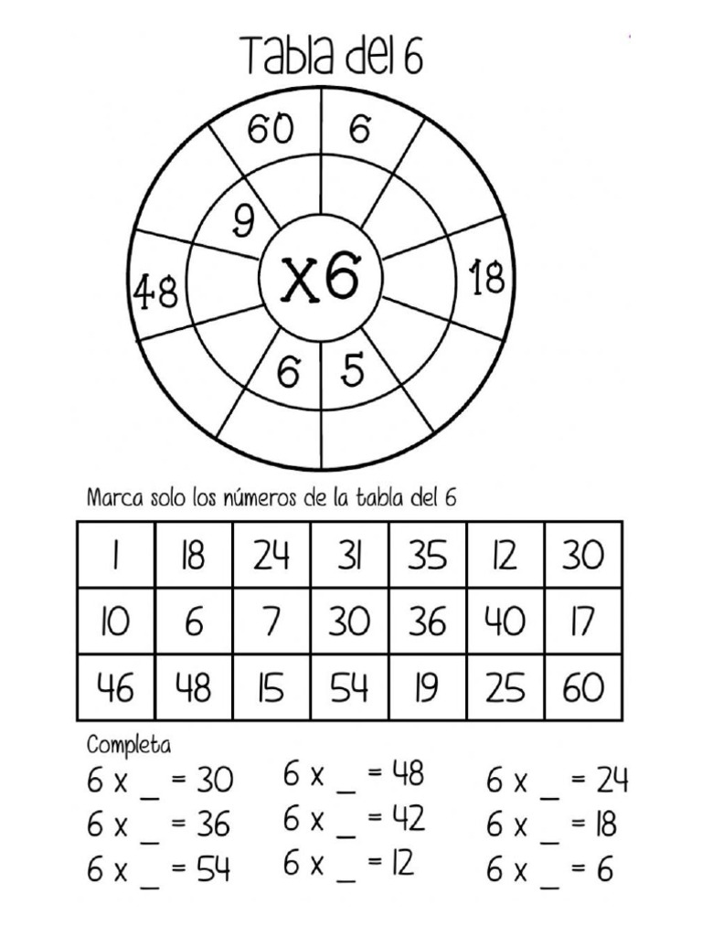 Tabla Del 6 | PDF
