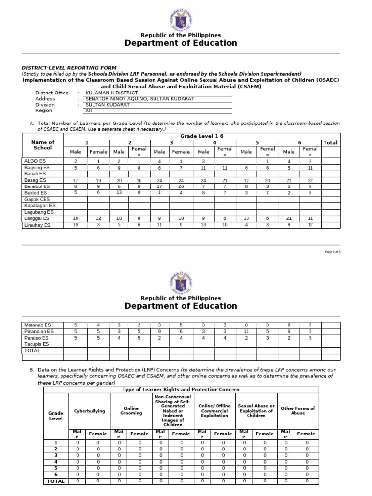 Kulaman II Consolidated Osaec and Csaem 2025 | PDF | Sex Crimes | Childhood