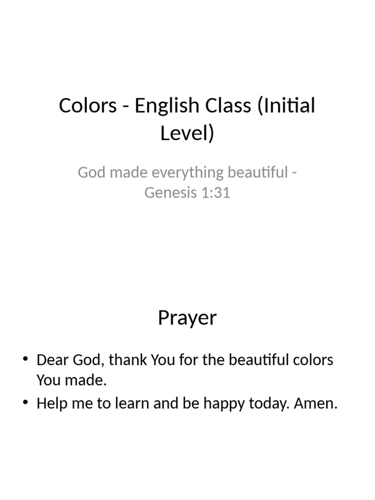 Colors in English Class for Beginners | PDF