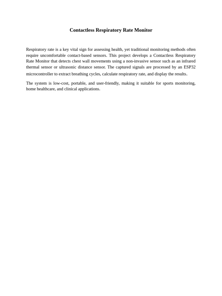 Contactless Respiratory Rate Monitoring System | PDF